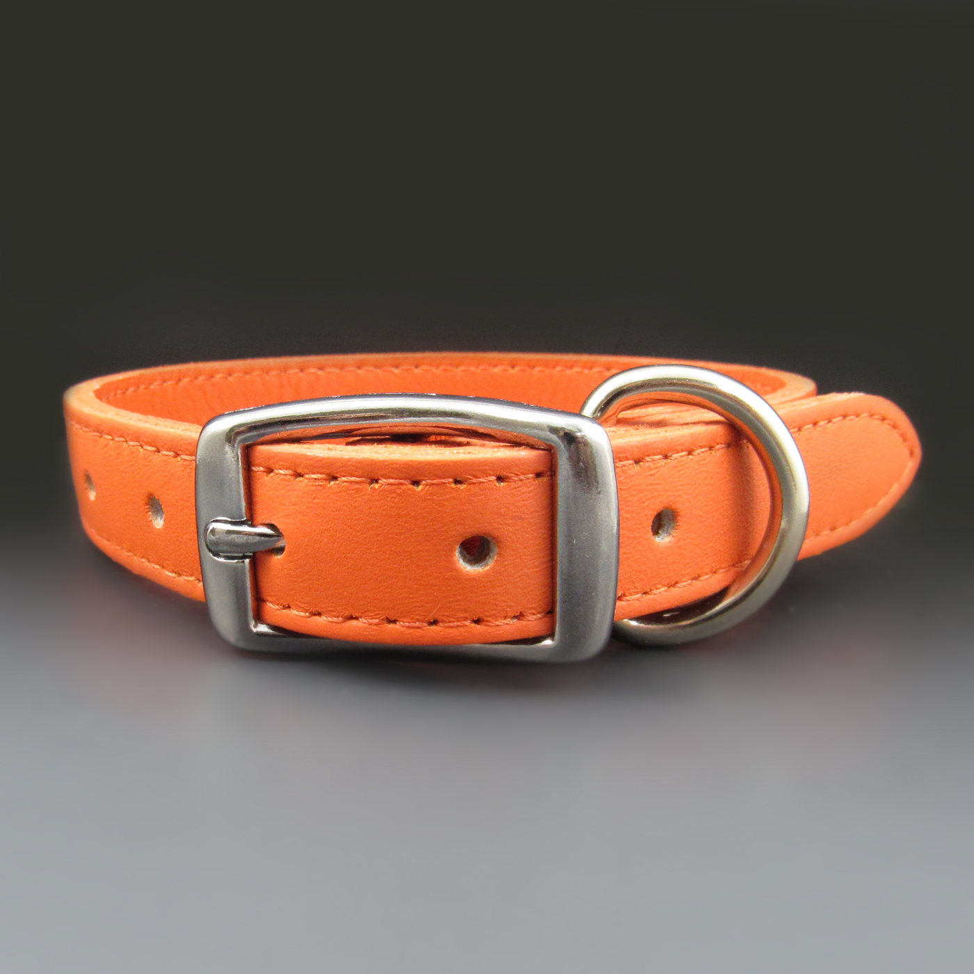 Orange Leather Dog Collar
