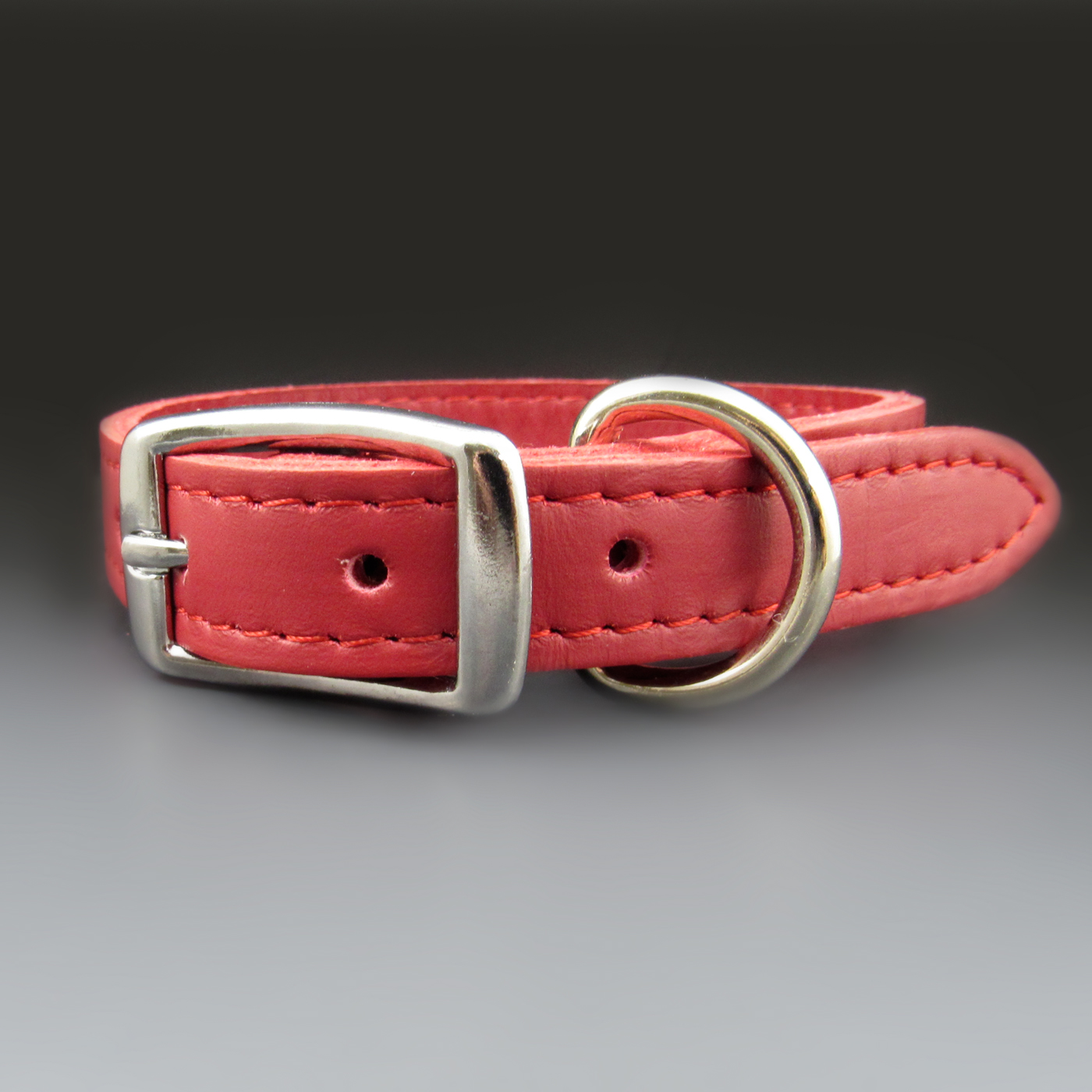 Ruby Red Leather Dog Collar