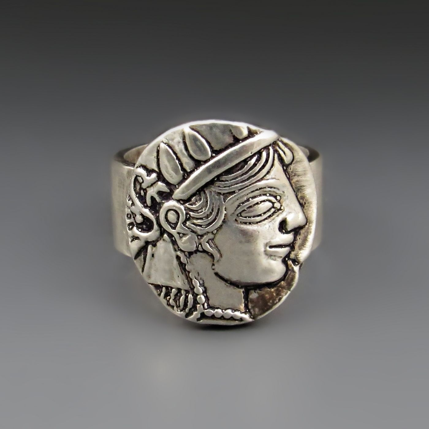 Sterling Silver Goddess Aphrodite Coin Ring
