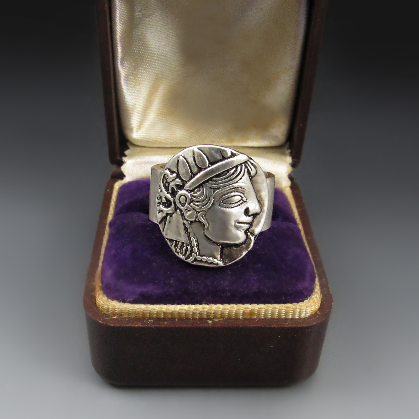 Sterling Silver Goddess Aphrodite Coin Ring