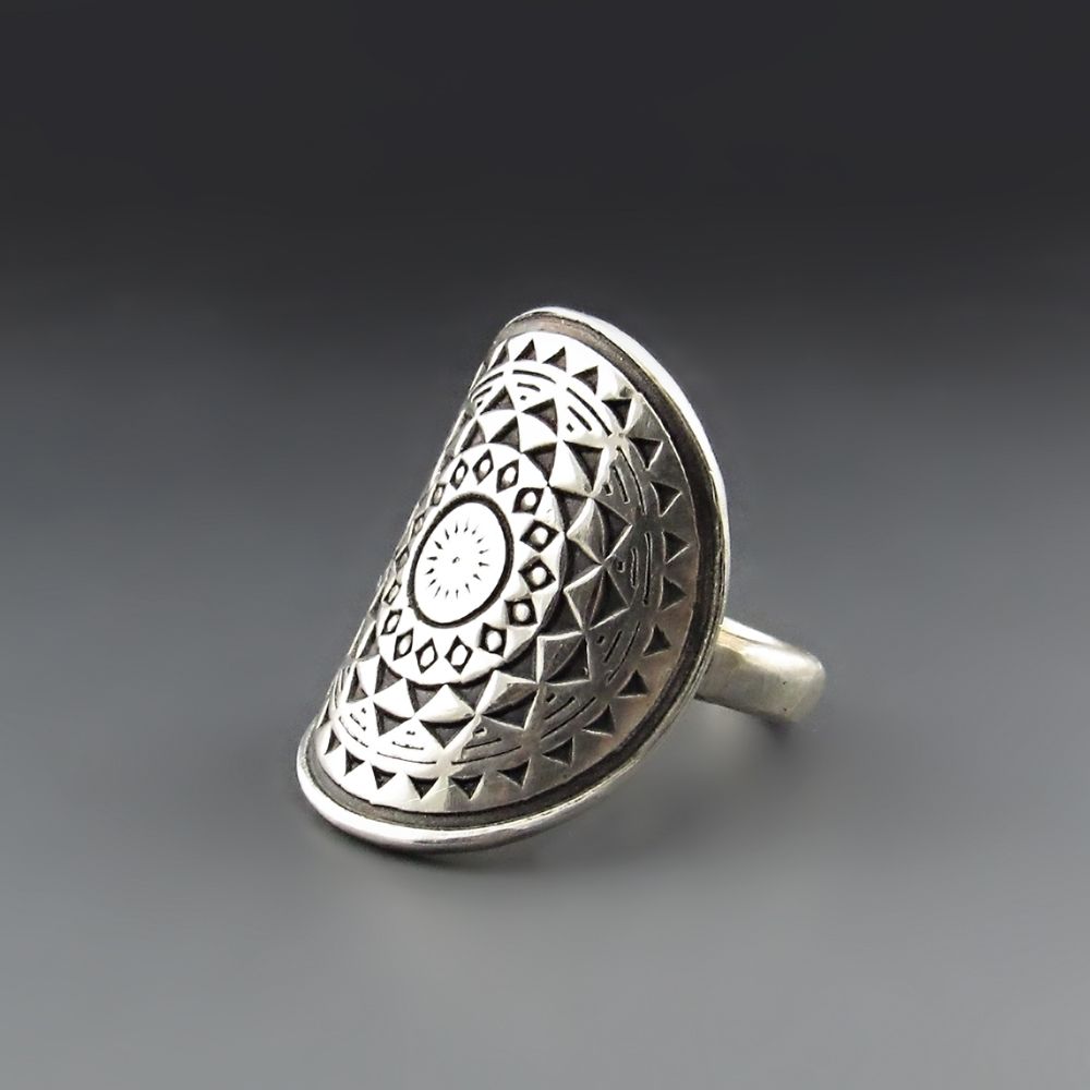 Large Sterling Silver Mandala Ring
