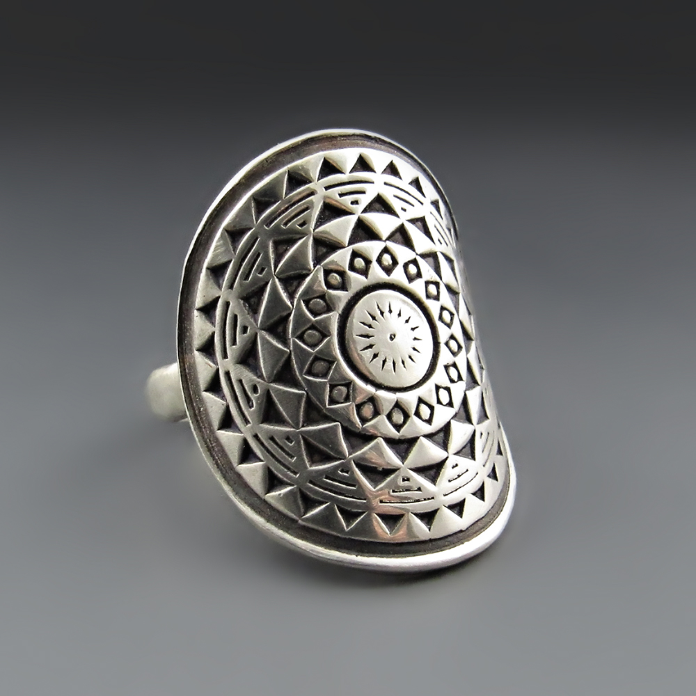 Large Sterling Silver Mandala Ring