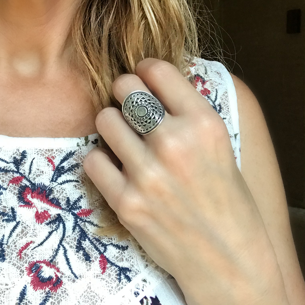 Large Sterling Silver Mandala Ring