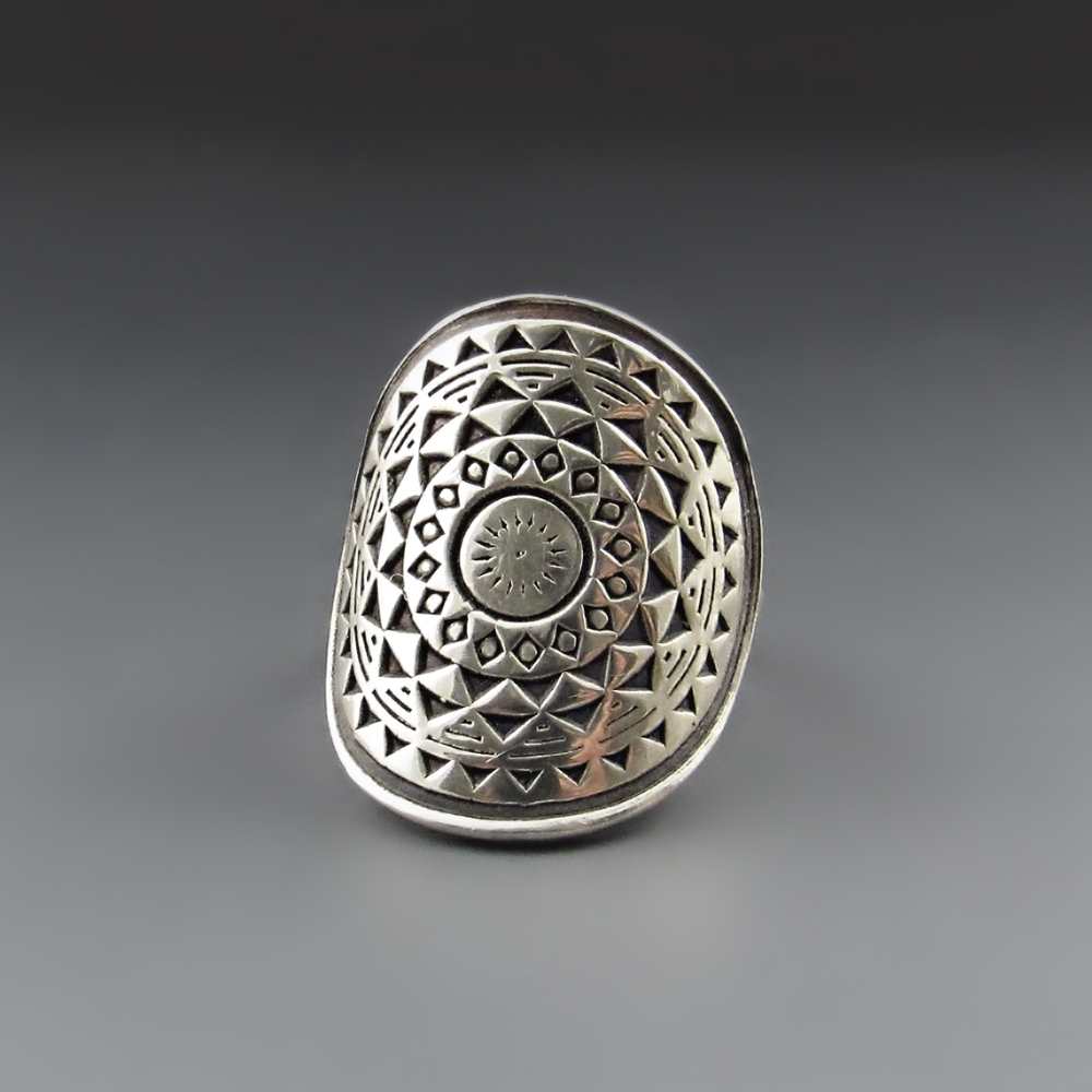 Large Sterling Silver Mandala Ring