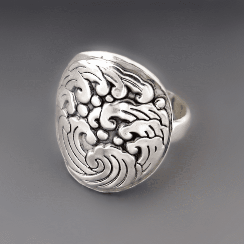 Sterling Silver Ocean Wave Statement Ring