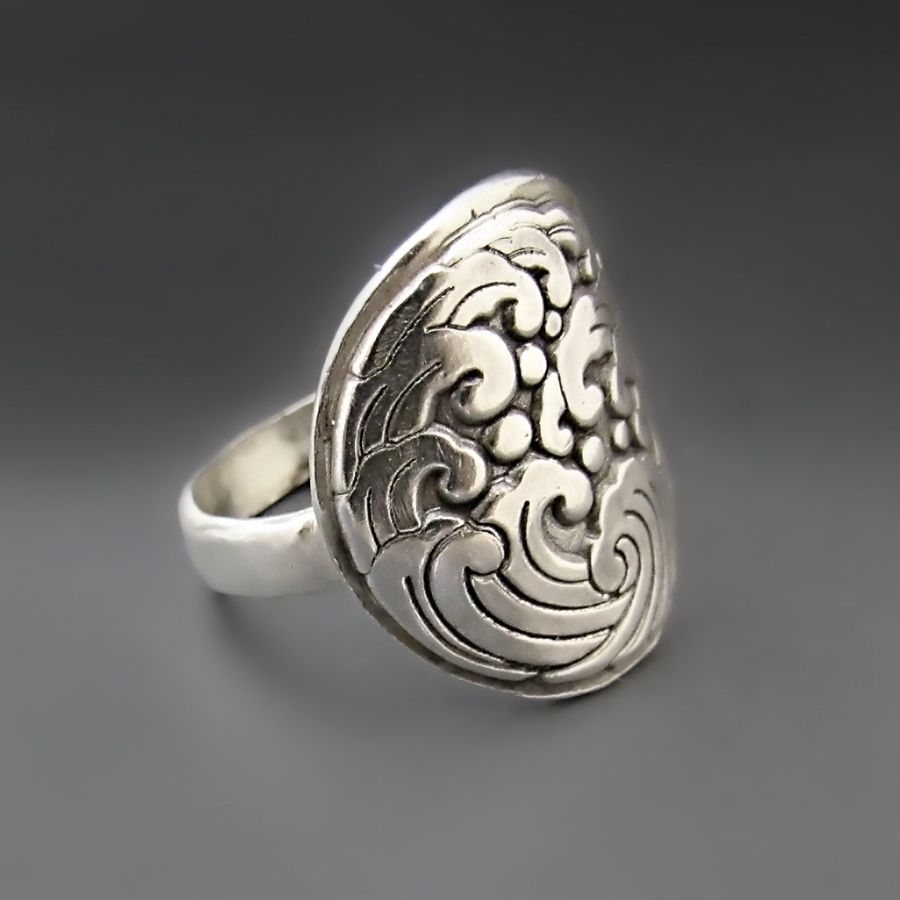 Sterling Silver Ocean Wave Statement Ring