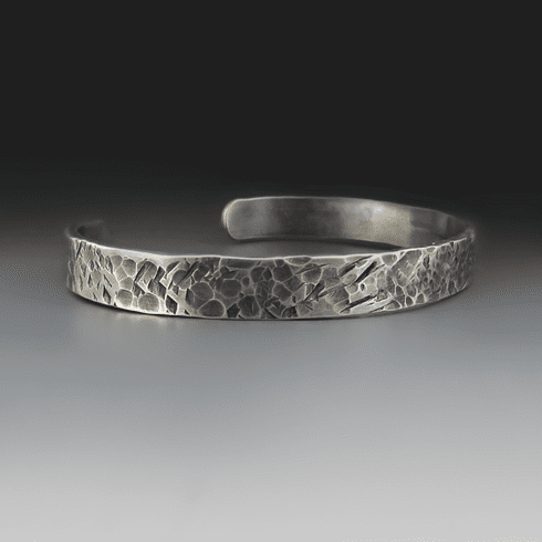 Hand Engraved Sterling Silver Rustic Cuff Bracelet
