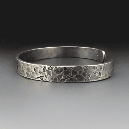 Hand Engraved Sterling Silver Rustic Cuff Bracelet