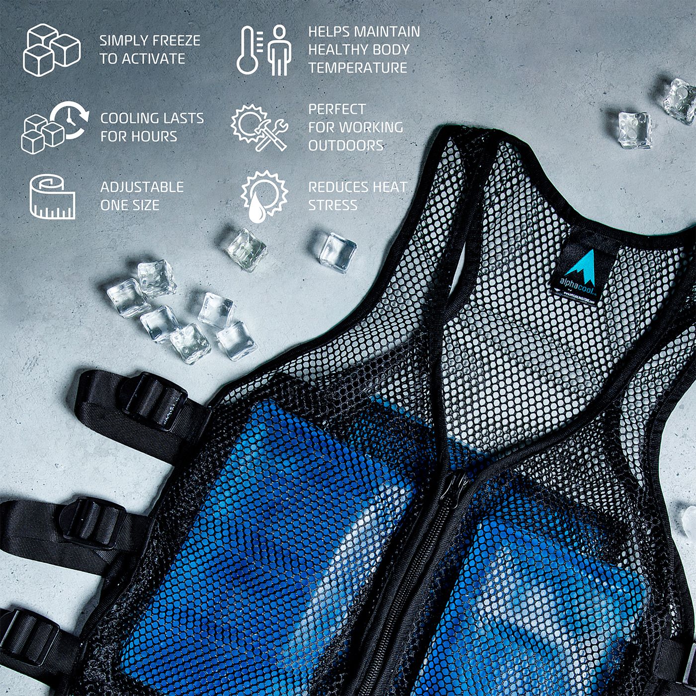 AlphaCool Frosty Body Cooling Ice Vest - My Cooling Store