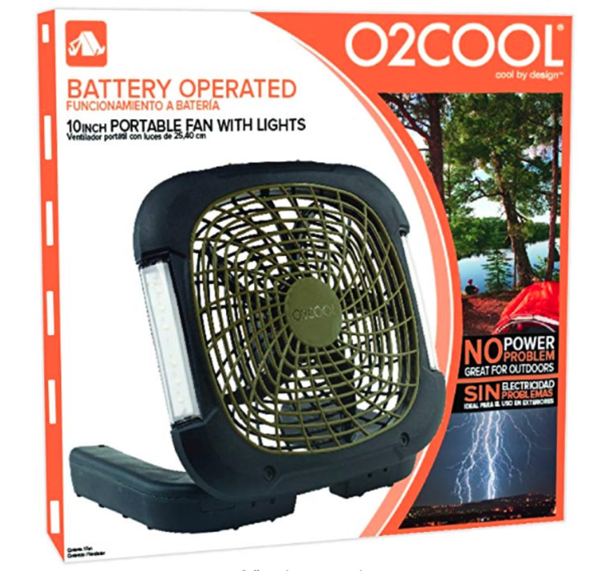 O2 Cool Treva 10-inch Portable Camping Fan with Lights - My Cooling Store