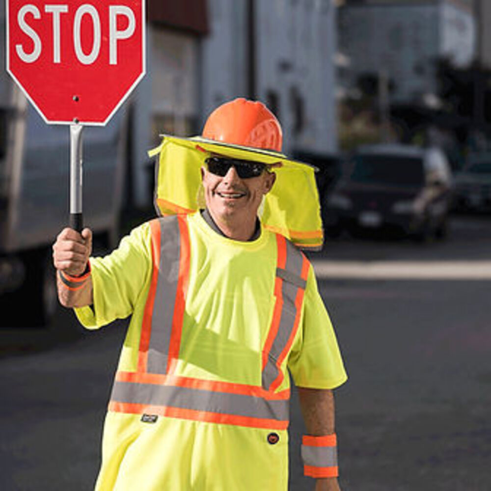 Pioneer Foldable Hard Hat Sunshade - Hi-Vis Yellow/Green - My Cooling Store