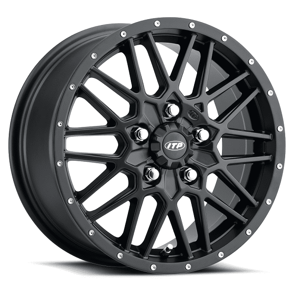 12x7 ITP Hurricane Matte Black UTV Wheel with 4/110 bolt pattern