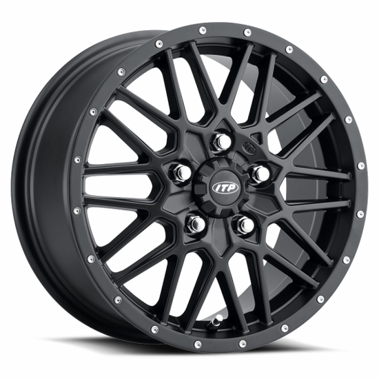 12x7 ITP Hurricane Matte Black UTV Wheel with 4/110 bolt pattern