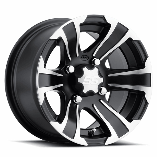 12x7 ITP SS312 Black & Machined Wheel with 4/110 bolt pattern
