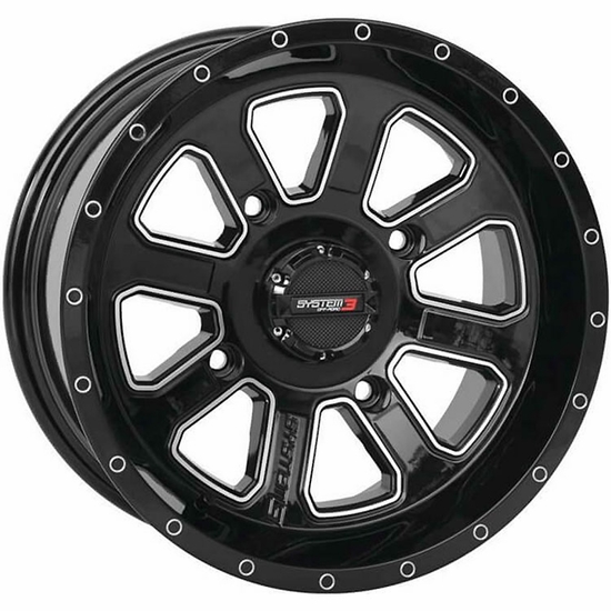 14x7 ST-4 Gloss Black and Machined Wheel - 4/137 | Side By Side Stuff