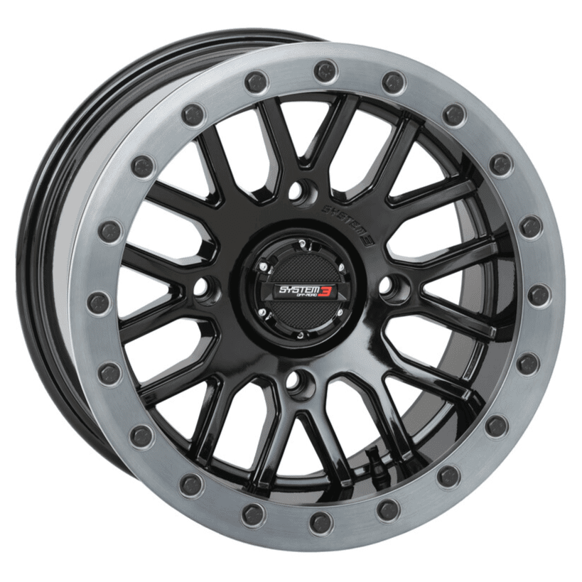 15x9 System 3 SB-9 Gloss Black Beadlock Wheel - 4/156
