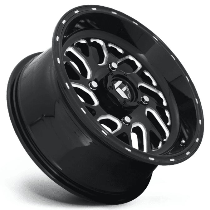 16x7 Fuel Triton D581 Gloss Black and Milled Wheel with 4/156 bolt pattern