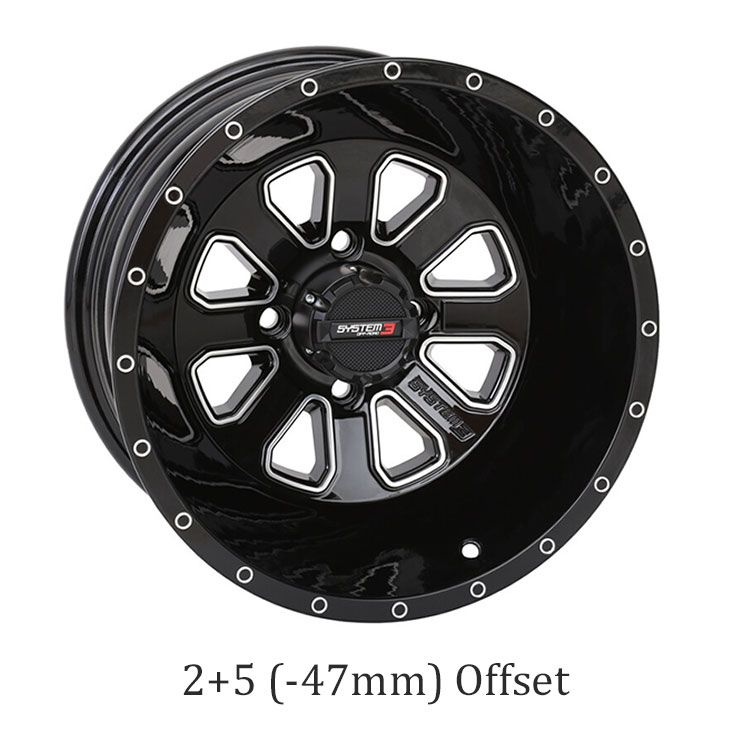 14x7 ST-4 Gloss Black and Machined Wheel - 4/110 | Side By Side Stuff