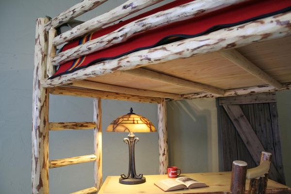 Pine Full Platform Log Bed - Rustic Beds for Sale|Lodgecraft