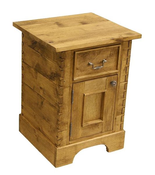 Rustic Alder Drawer & Door Side Table|Lodgecraft
