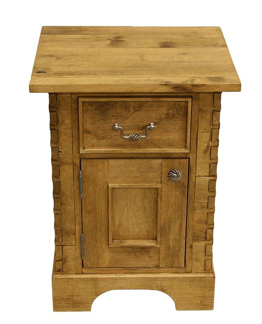 Rustic Alder Drawer & Door Side Table|Lodgecraft