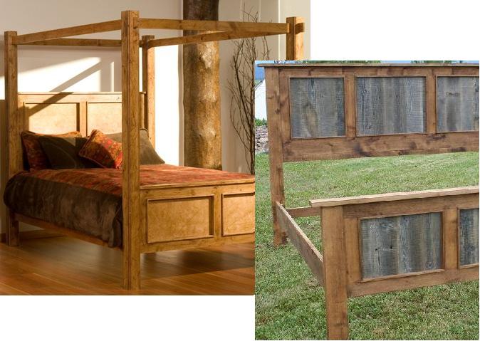 Rustic Barnwood/Alder Canopy Bed - Rustic Beds for Sale|Lodgecraft