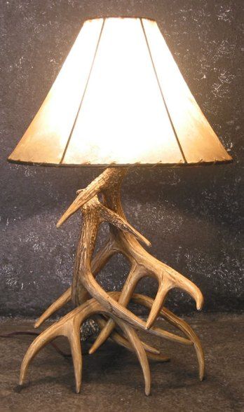 Whitetail Three Antler Table Lamp|Rustic Cabin Lighting