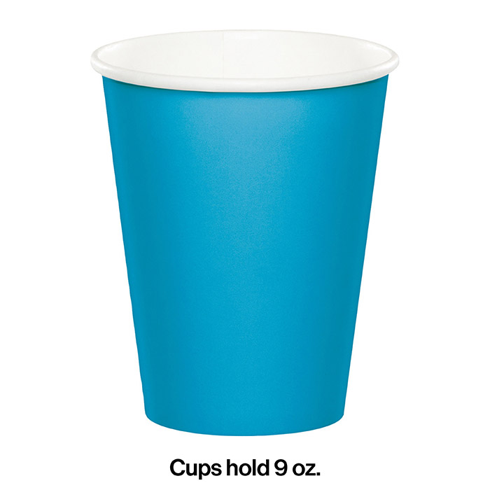 Bulk Turquoise 9 oz Hot & Cold Cups - 24 / pkg, 10 pkgs / case