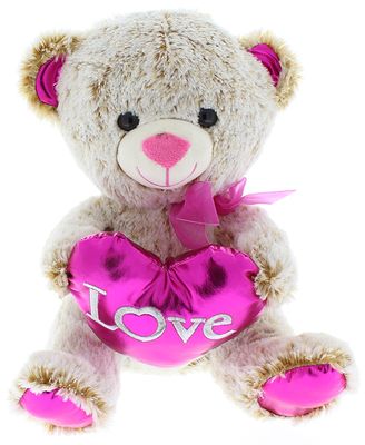 #V247B-10" TEDDY BEAR WITH HOT PINK HEART (2 COLORS MIX) - Mother's Day