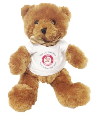 #TG8- 15" BROWN TEDDY BEAR WITH LOGO - Personalized bear $8 (TG)