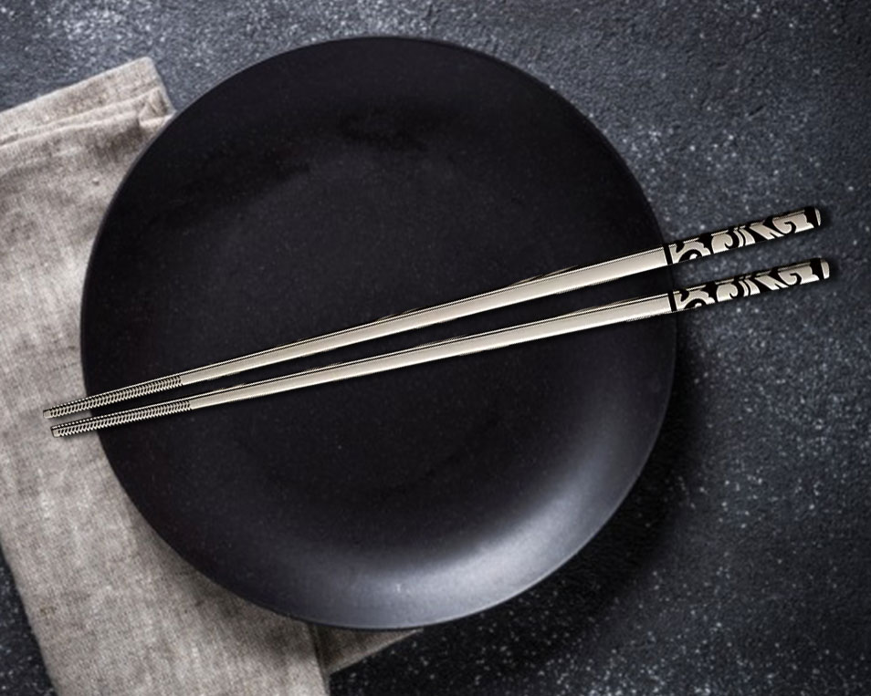 Personalized Stainless Steel Chopsticks with 4-Sided Custom Logo Engraving