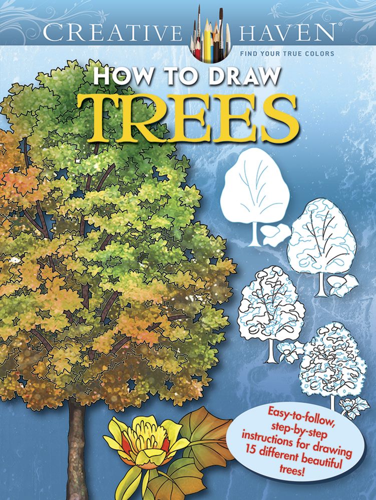 Beautiful Trees With Flowers Drawing