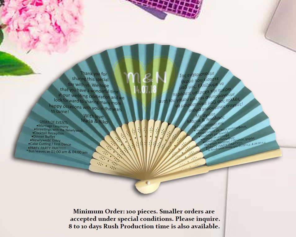 Folding Wedding Program Fans Full Color