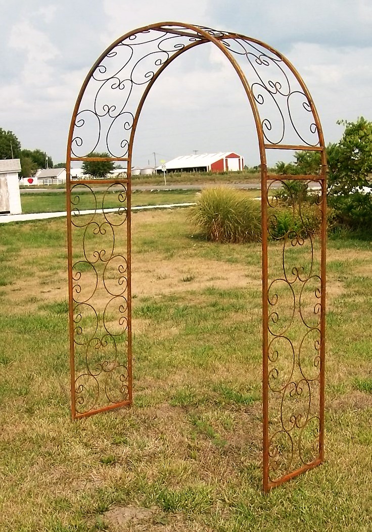 Wrought Iron Glenview Shell Arbor Trellis - 57" Wide - Metal Arbors ...
