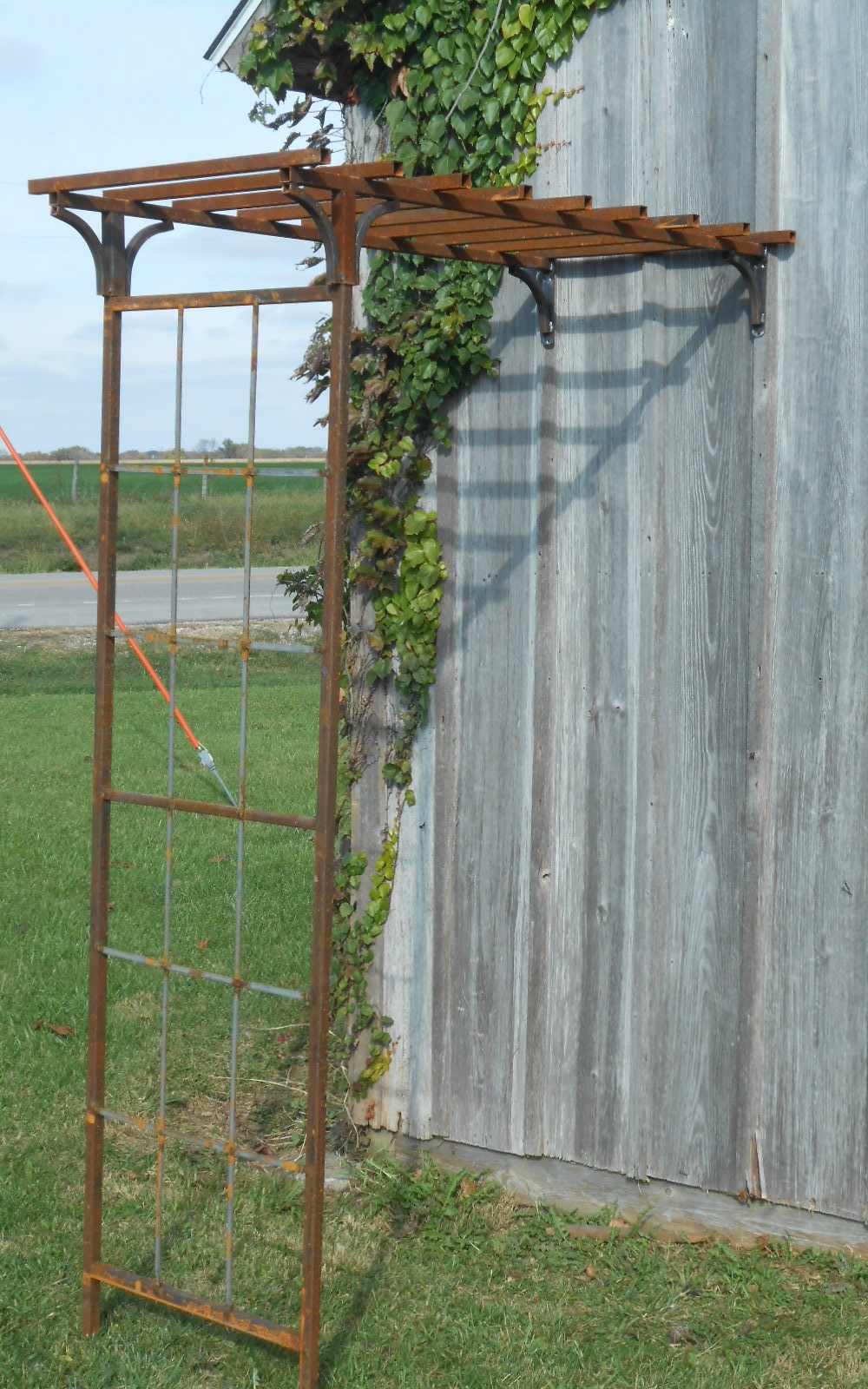 Wrought Iron Mission Flower Trellis Arbor - Attaches to Wall - Metal ...