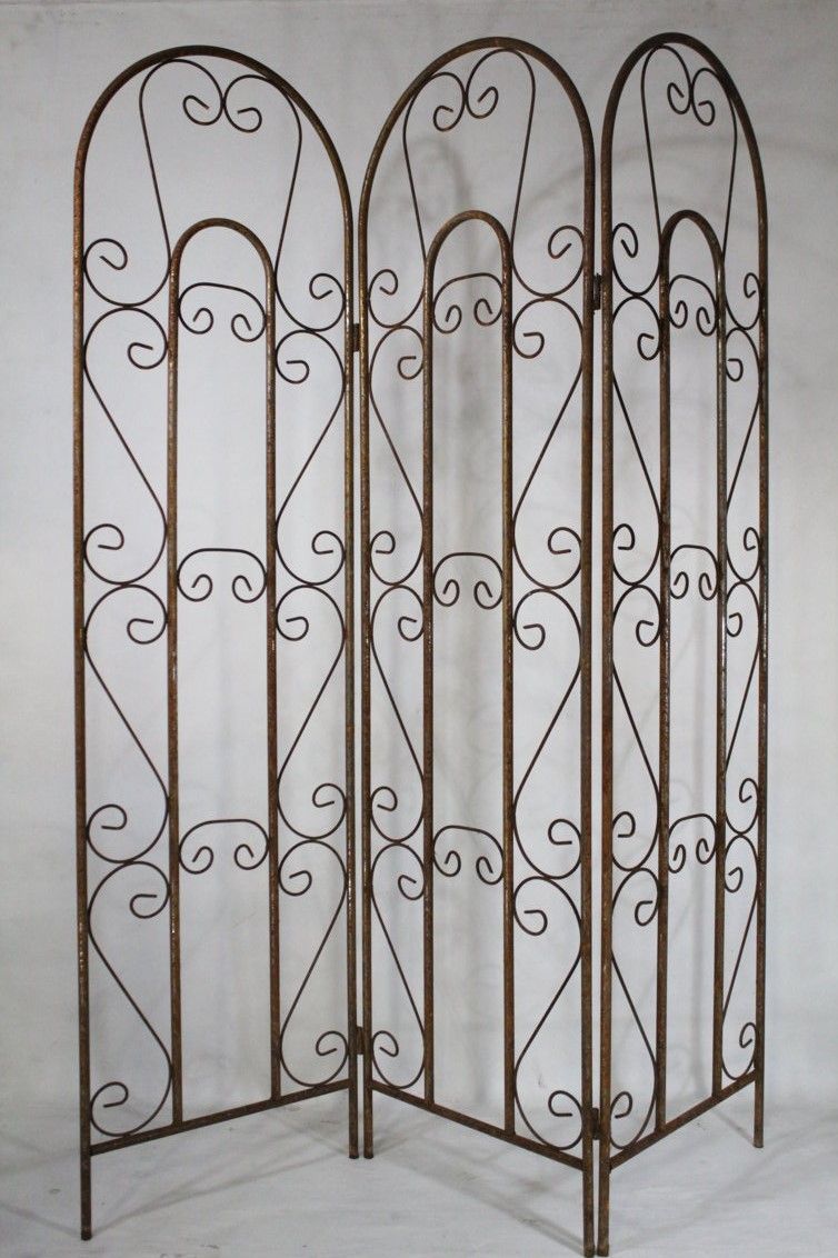 Wrought Iron Tri Panel Screen S Curl Design Indoor or Outdoor Privacy ...