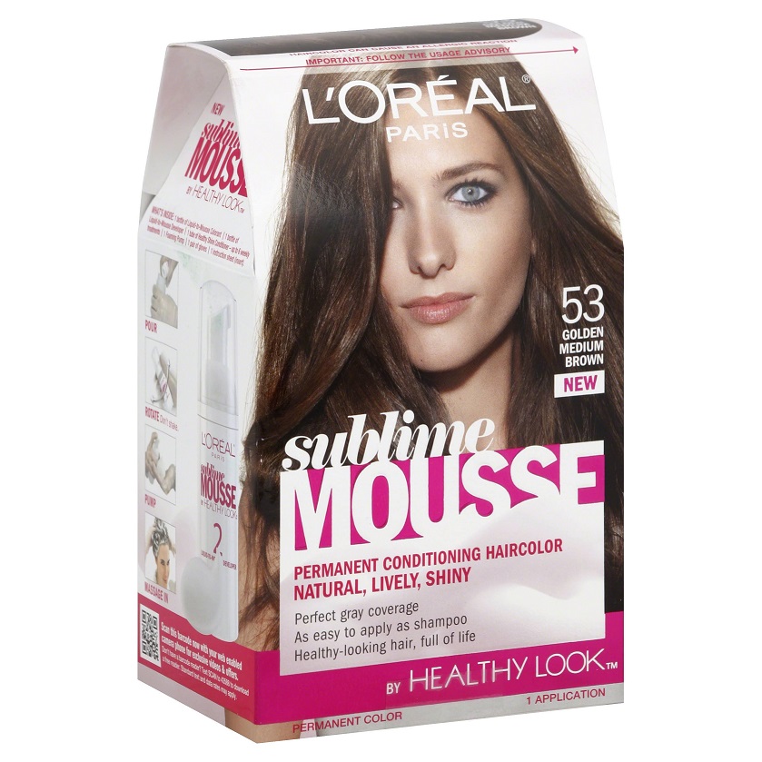 L'Oreal Sublime Mousse by Healthy Look Hair Color, 53 Golden Medium Brown