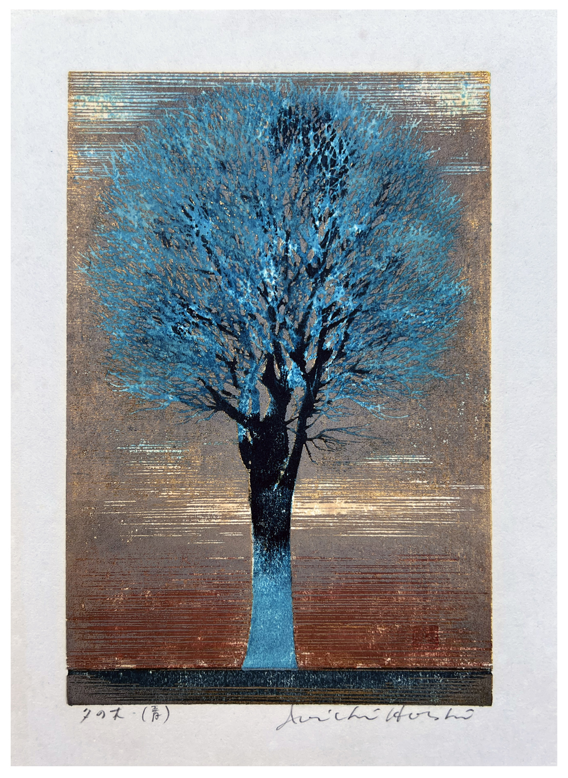 Evening Tree (Blue) Joichi Hoshi | Ukiyo-e | Ukiyo-e For Sale