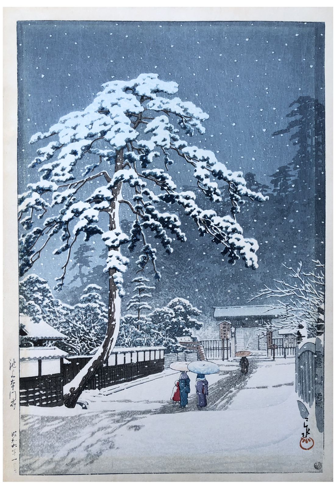 Honmonji Temple in Snow Hasui Kawase | Woodblock Print | Woodblock ...