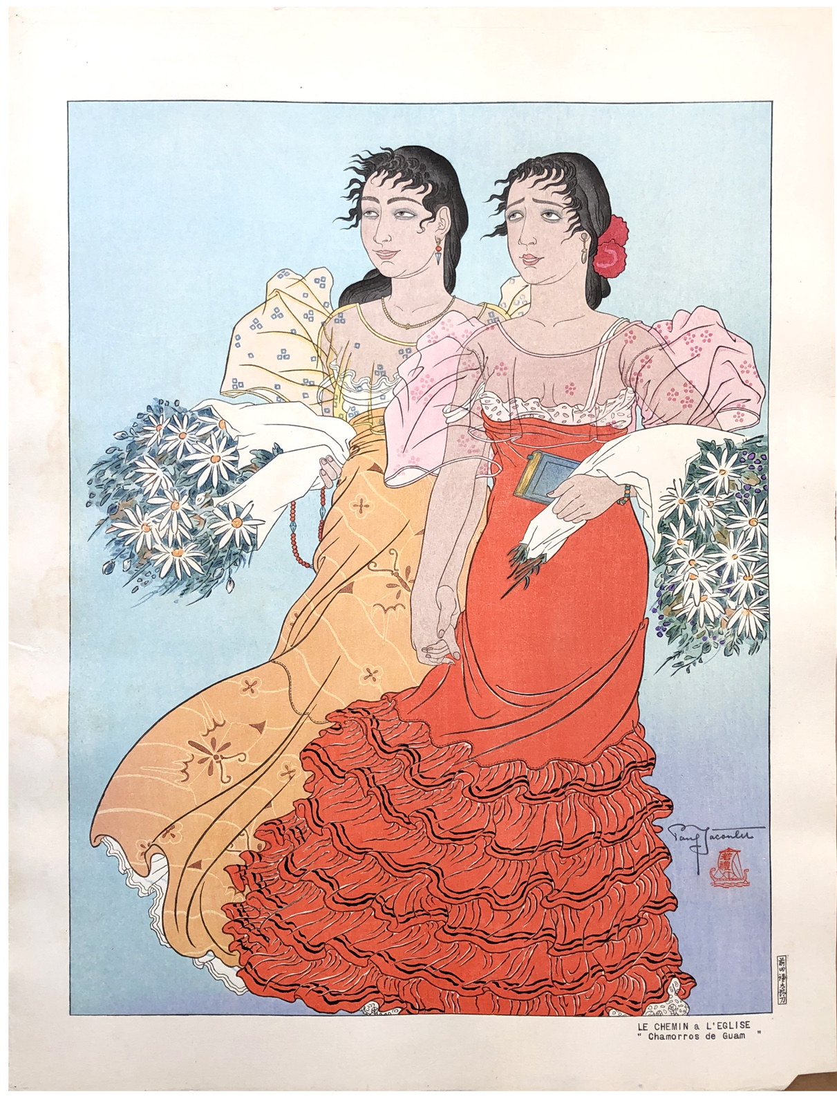 Le Chemin a l'Eglise by Paul Jacoulet | Woodblock Prints World