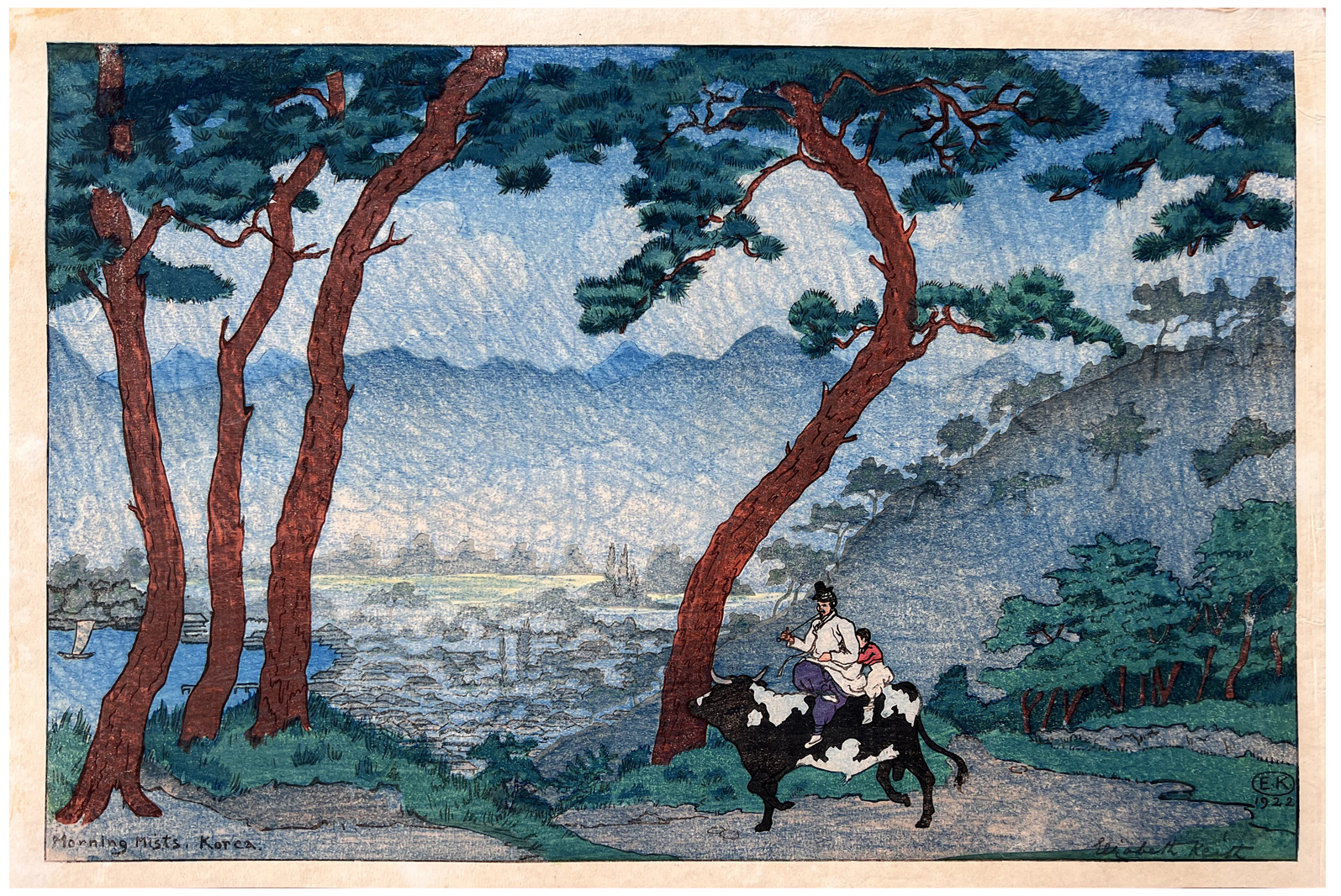 Morning Mist Korea Elizabeth Keith | Woodblock Print | Woodblock Prints ...