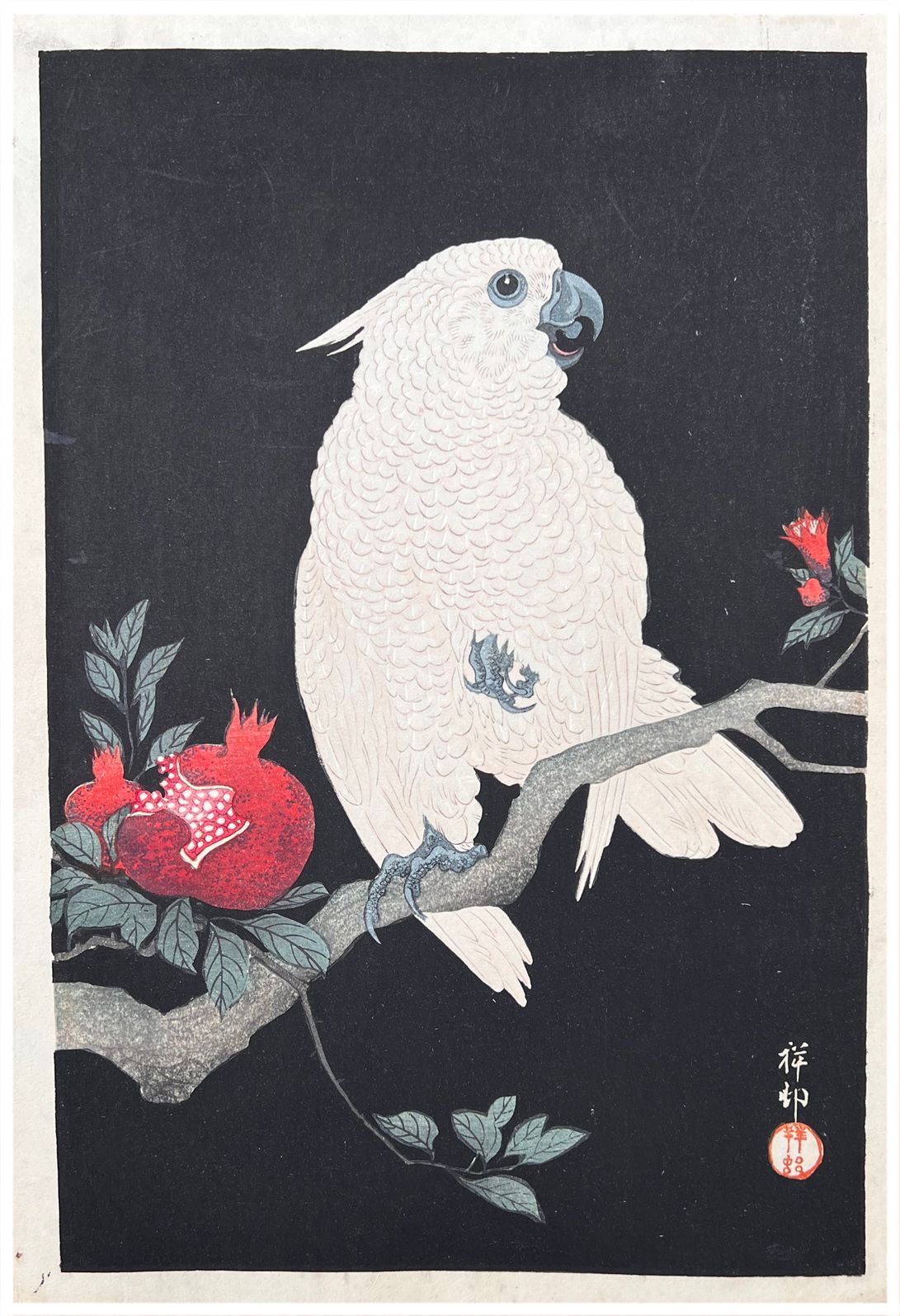 Parrot and Pomegranate Ohara Koson | Woodblock Print | Woodblock Prints ...