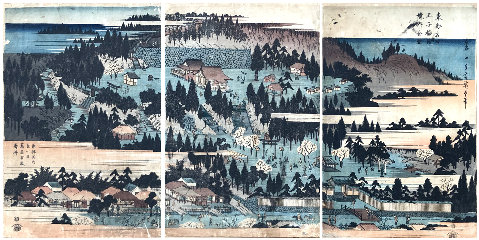 Precincts of the Inari Shrine at Oji by Ando Hiroshige Triptych ...