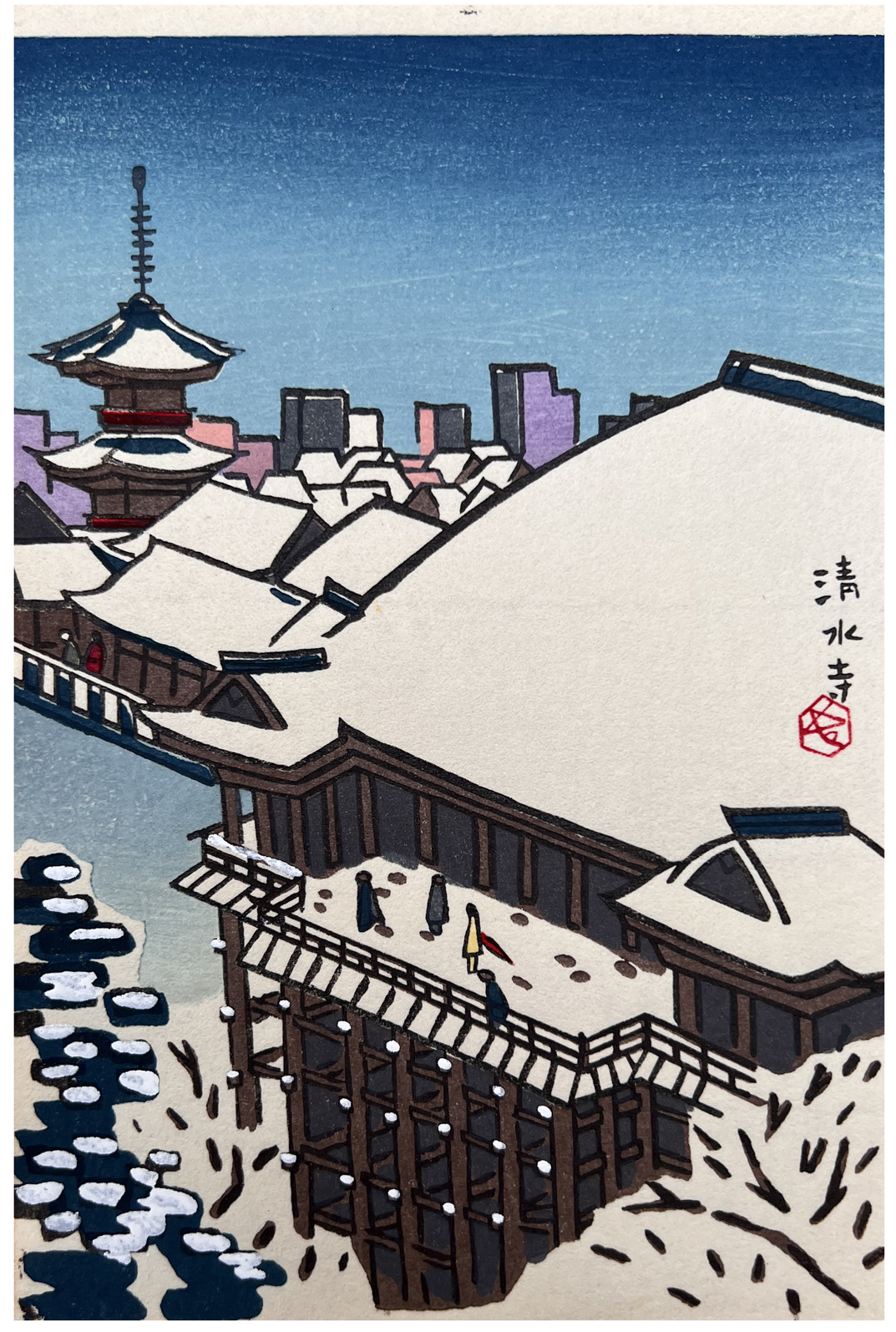 Spring Snow at Kiyomizu Temple | Woodblock Print | Woodblock Prints For ...