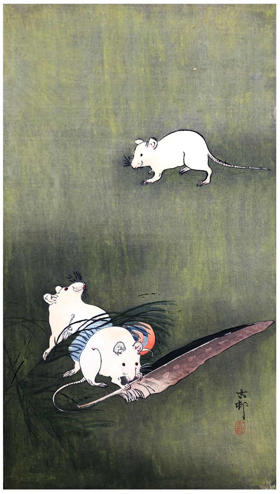 Three Mice Ohara Koson | Woodblock Print | Woodblock Prints World