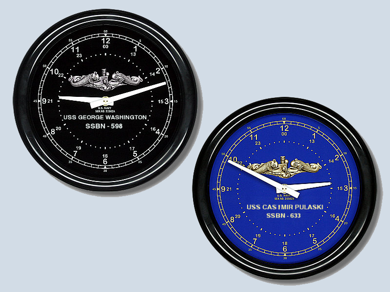 Personalized Submarine Dolphin Insignia Clocks