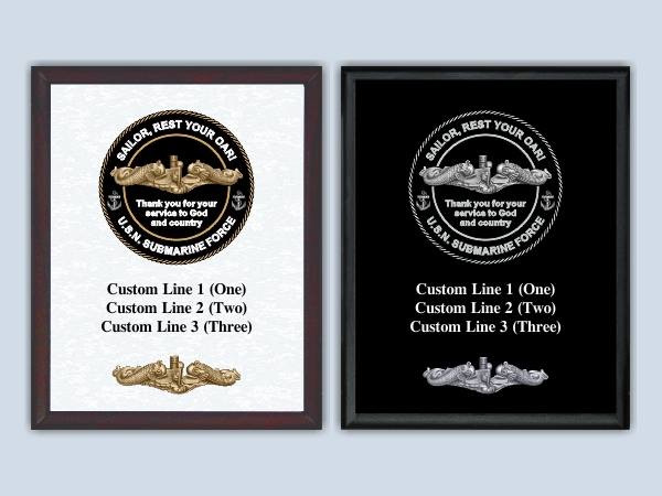 Submarine Veteran Memorial Plaque: Personalized