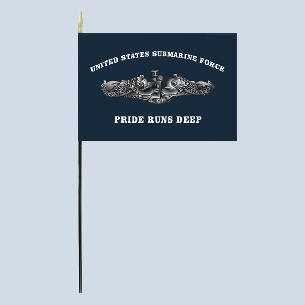 United States Submarine Force Flag with Black Staff - 12"x18" (Silver ...