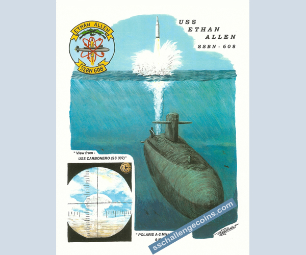 Submarine Art: USS Ethan Allen SSBN 608: Polaris Launch