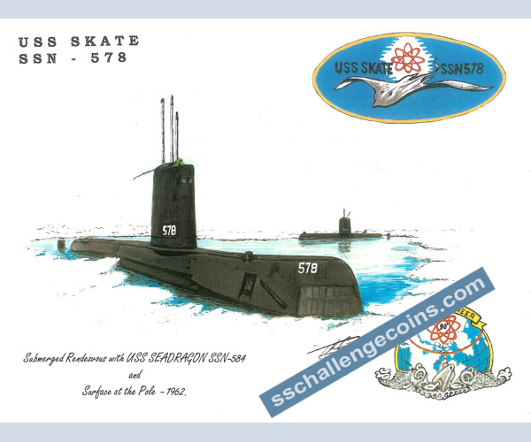 Submarine Art: USS Skate SSN-578 w/USS Seadragon SSN-584